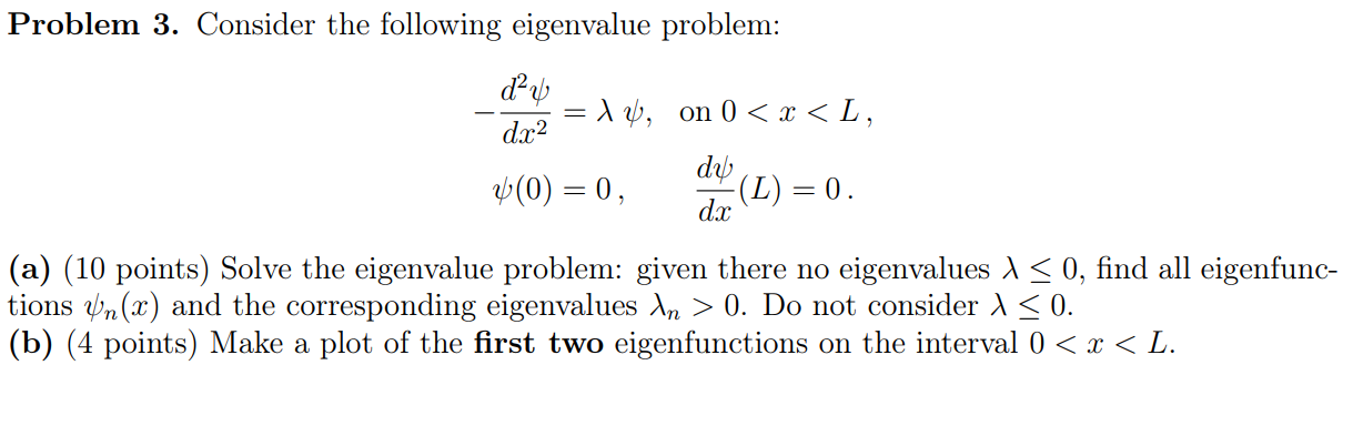 Solved Problem 3. Consider the following eigenvalue problem: | Chegg.com