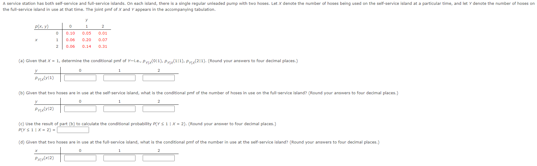 Solved (a) Given that X=1, determine the conditional pmf of | Chegg.com