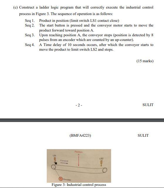 Solved QI Ladder logic diagram is an important programming | Chegg.com
