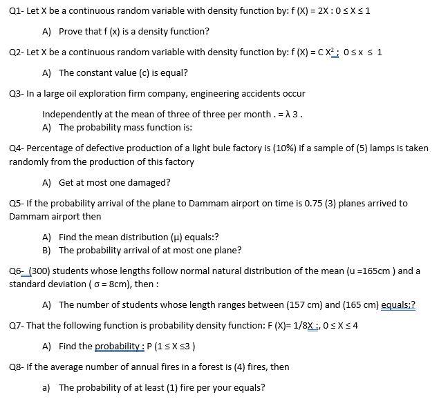 Solved Q1- Let X be a continuous random variable with | Chegg.com