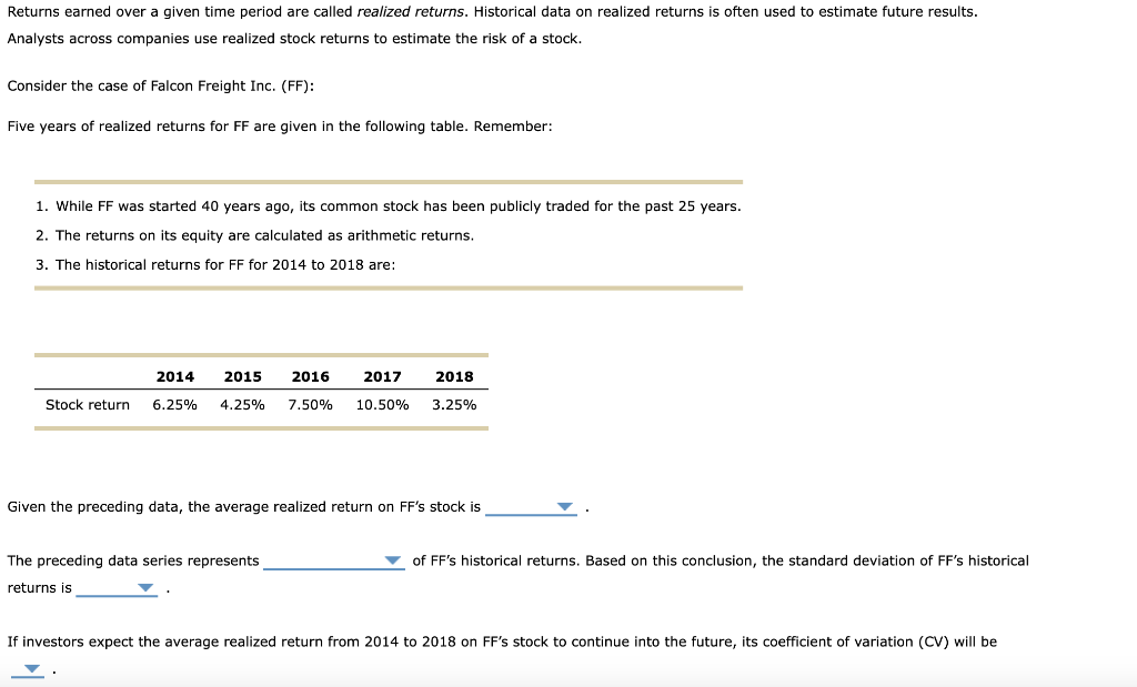 Solved Returns earned over a given time period are called | Chegg.com