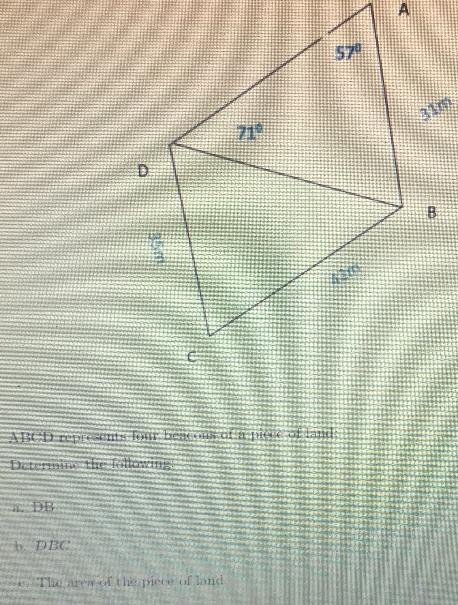 Solved ABCD) represents four bencons of a piece of land: | Chegg.com