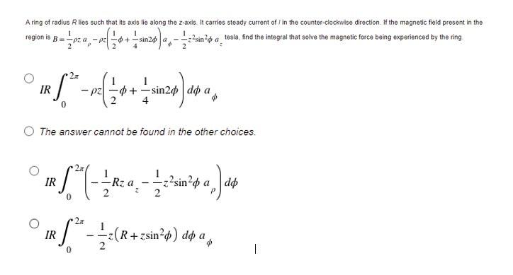 Solved A ring of radius R lies such that its axis lie along | Chegg.com
