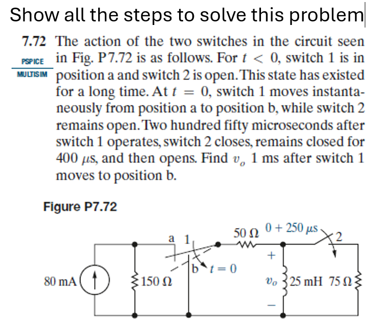 Solved Show all the steps to solve this problem7.72 ﻿The | Chegg.com