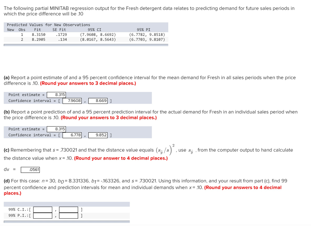 Solved The following partial MINITAB regression output for | Chegg.com