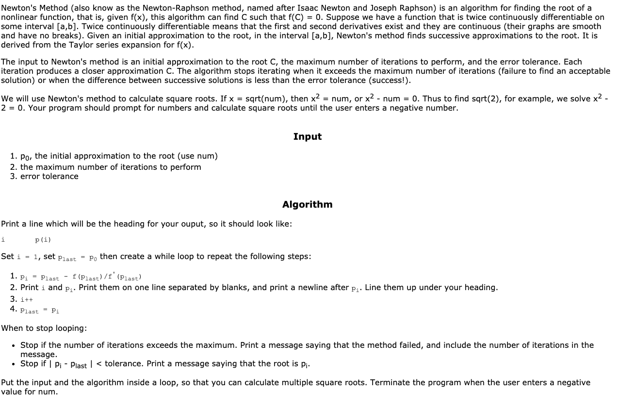 Solved Newton's Method (also know as the Newton-Raphson | Chegg.com