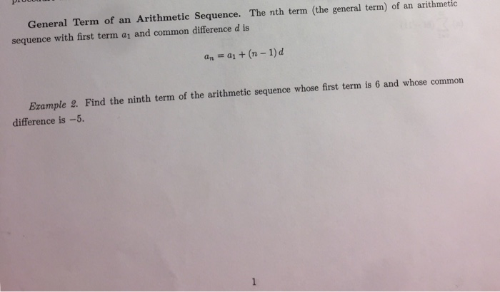 Solved General Term Of An Arithmetic Sequence The Nth Term
