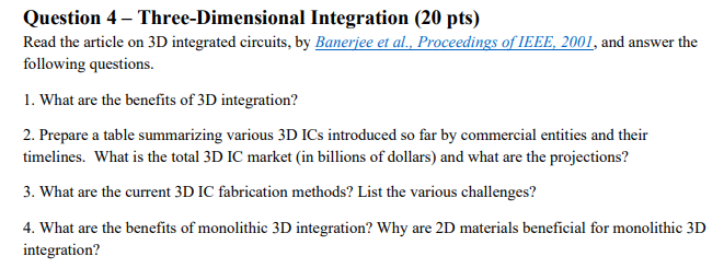 Solved Question 4 - Three-Dimensional Integration (20 pts) | Chegg.com