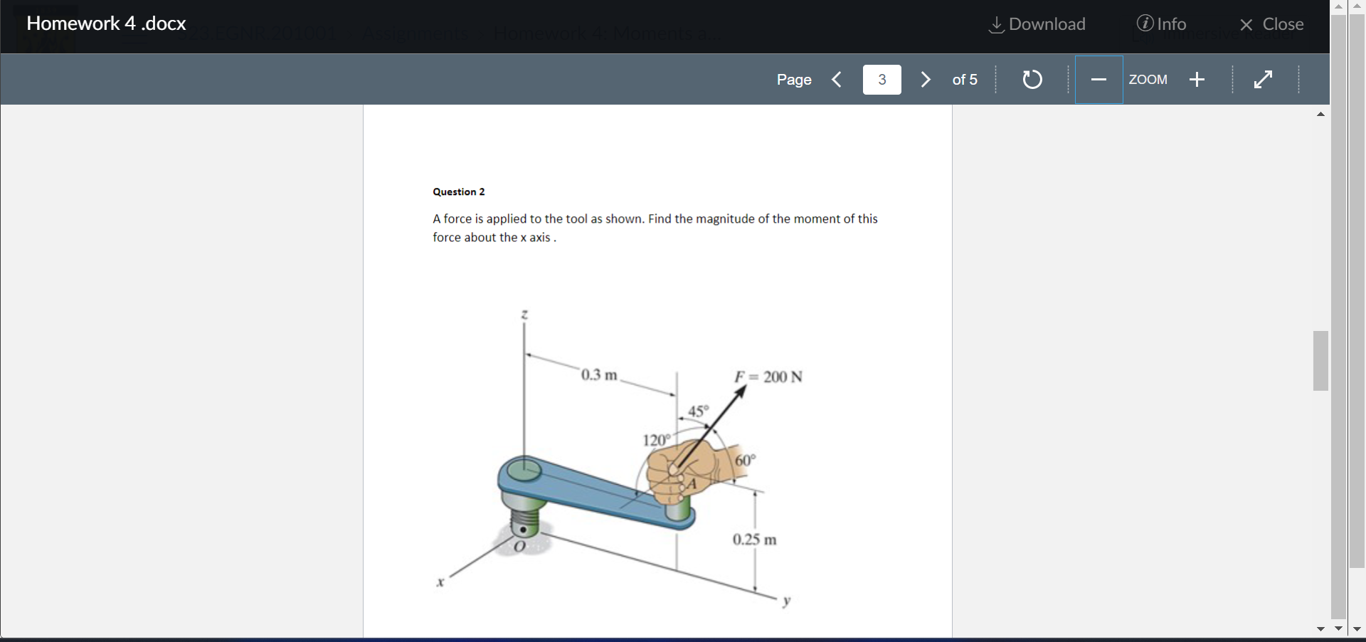 Solved A 60 N force is applied in the y−z plane, 40∘ from | Chegg.com