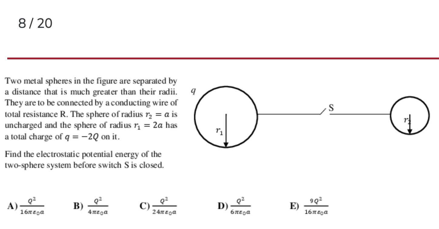 Solved Two metal spheres in the figure are separated by a | Chegg.com