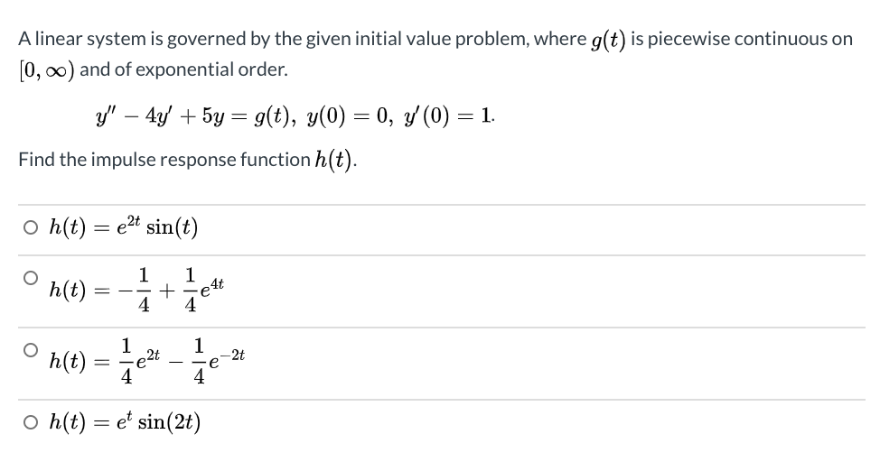 Solved A linear system is governed by the given initial | Chegg.com