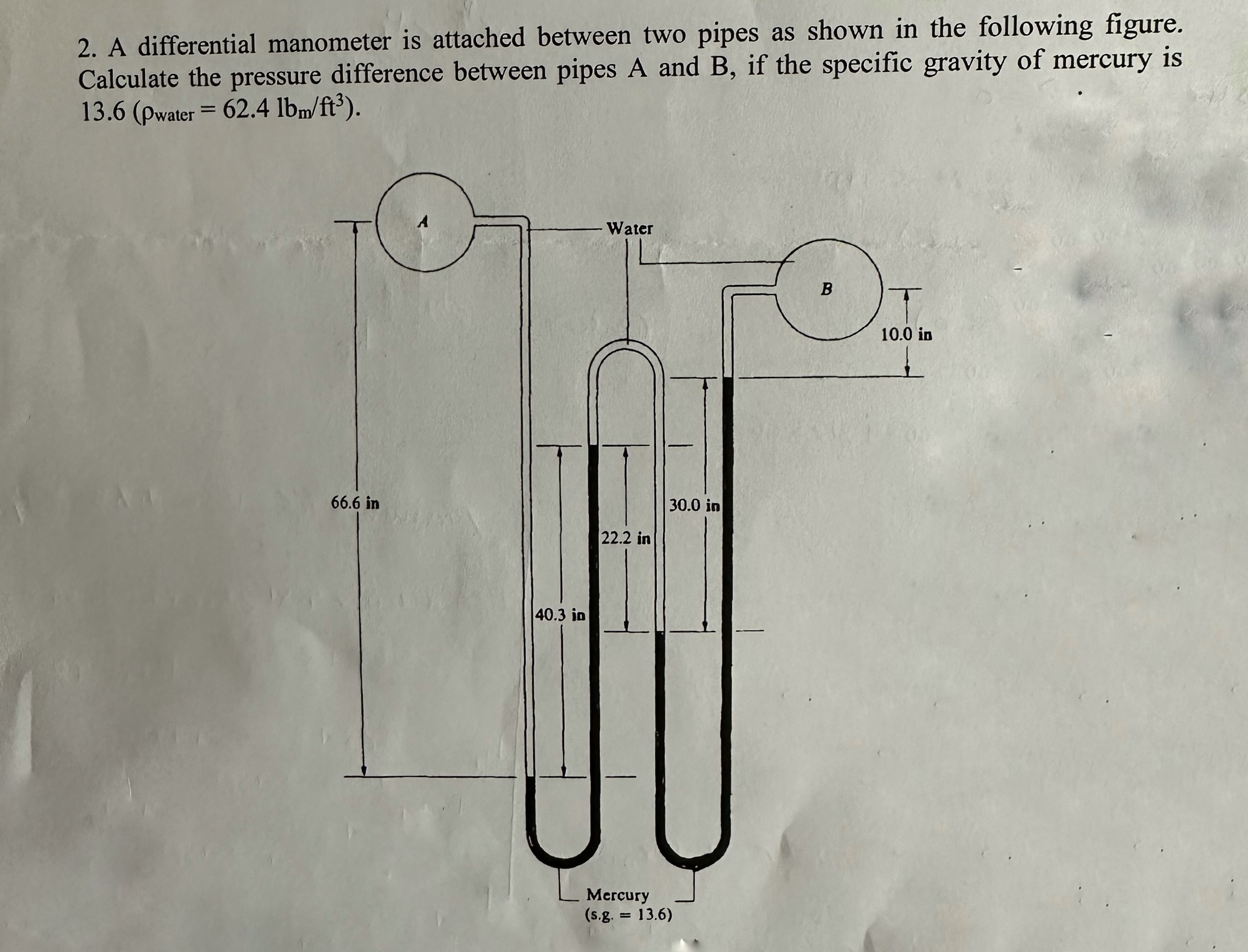 Solved A differential manometer is attached between two | Chegg.com Solved A differential manometer is attached between two | Chegg.com