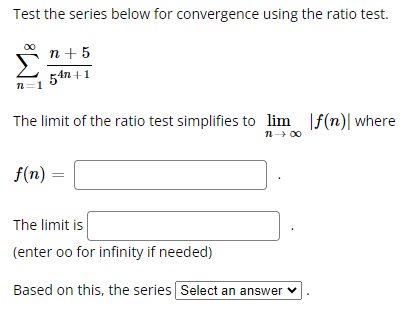 Solved Test the series below for convergence using the ratio | Chegg.com