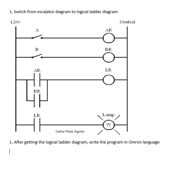 Solved 1. Switch from escalator diagram to logical ladder | Chegg.com