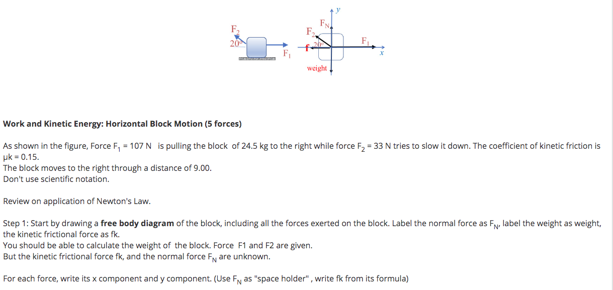 Solved weight Work and Kinetic Energy: Horizontal Block | Chegg.com
