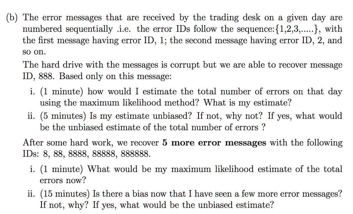 (b) The error messages that are received by the | Chegg.com