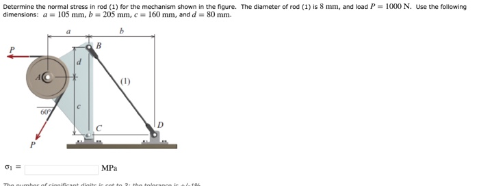 Solved Determine the normal stress in rod (1) for the | Chegg.com