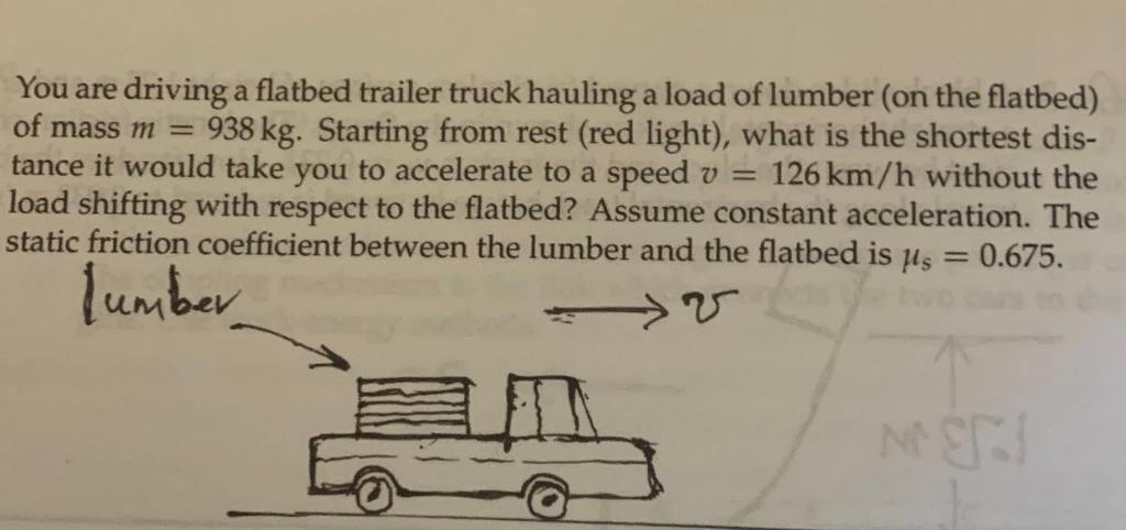 Solved You are driving a flatbed trailer truck hauling a | Chegg.com