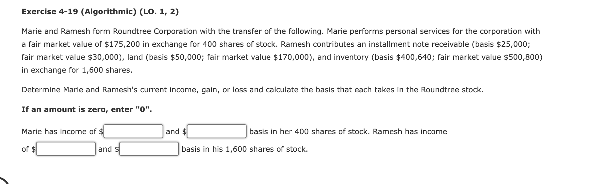 Solved Exercise 4-19 (Algorithmic) (L0. 1, 2) Marie and | Chegg.com