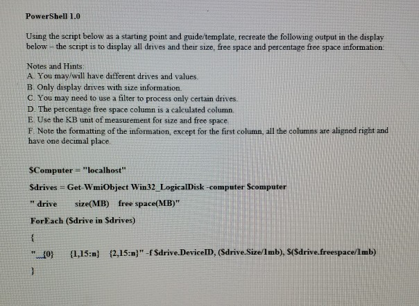 Solved PowerShell 1.0 Using the script below as a starting | Chegg.com