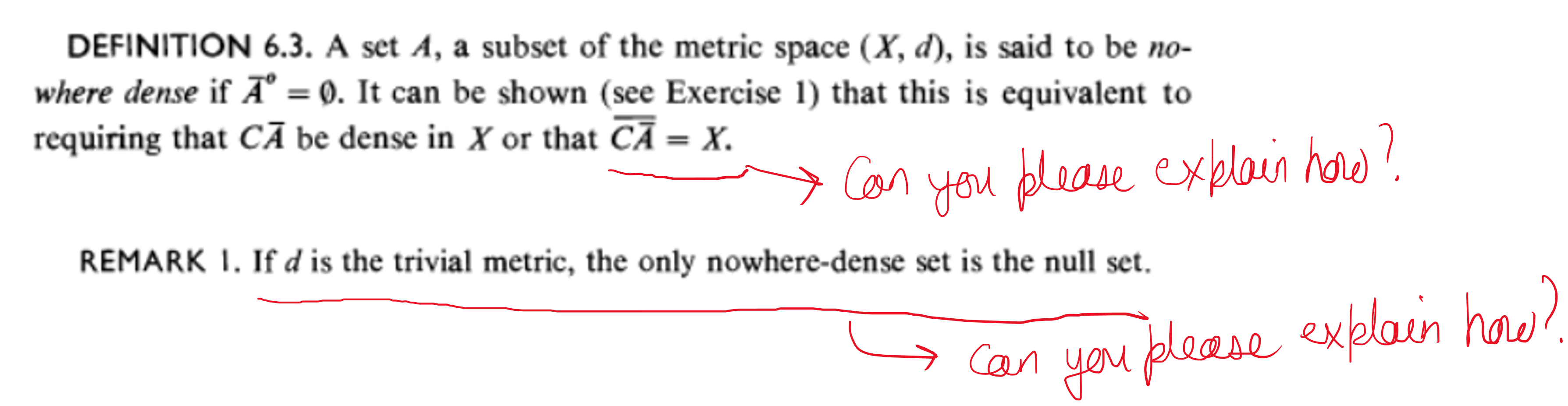 Solved DEFINITION 6.3. A set A, a subset of the metric space | Chegg.com