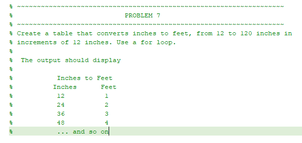Solved PROBLEM 7 Create a table that converts inches to | Chegg.com