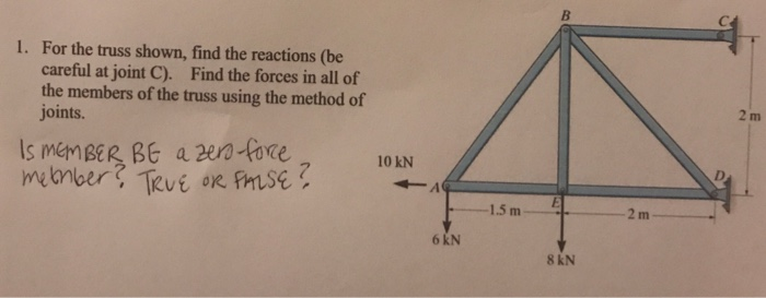 Solved 1. For the truss shown, find the reactions (be | Chegg.com