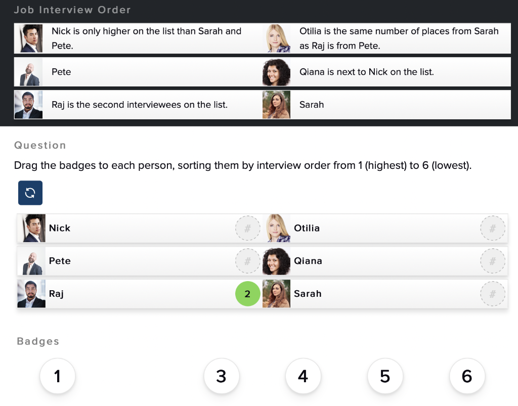 Solved Drag the badges to each person, sorting them by | Chegg.com