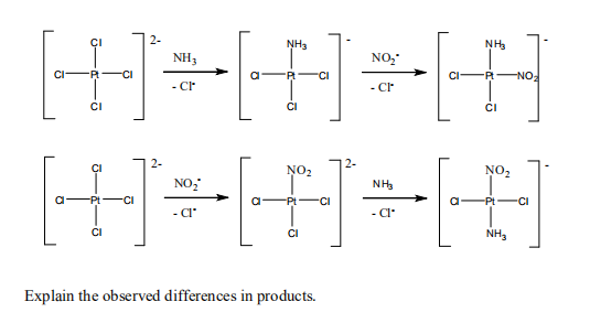 Solved The cis- and trans-isomers of [PtCl2(NH3)(NO2)]- are | Chegg.com