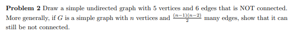 Solved Problem 2 Draw a simple undirected graph with 5 | Chegg.com