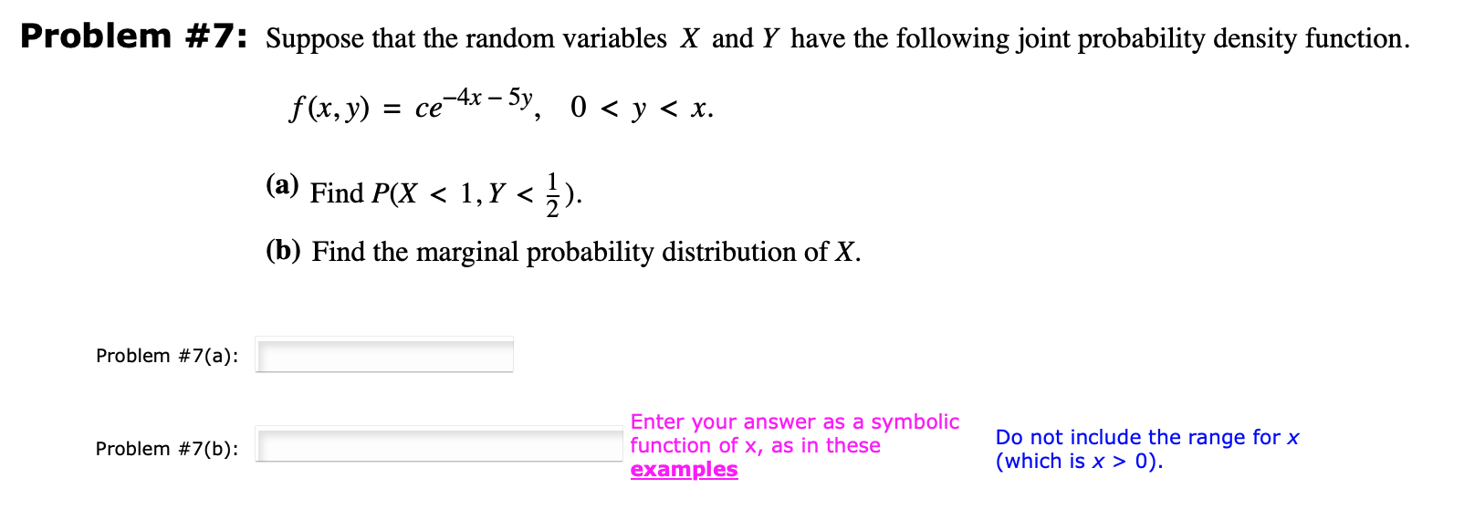 Solved roblem \# 7: Suppose that the random variables X and | Chegg.com
