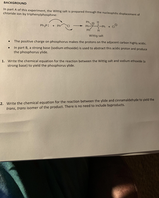 Solved BACKGROUND + In part A of this experiment, the Wittig | Chegg.com