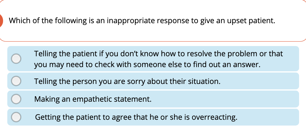 Solved Which of the following is an inappropriate response | Chegg.com