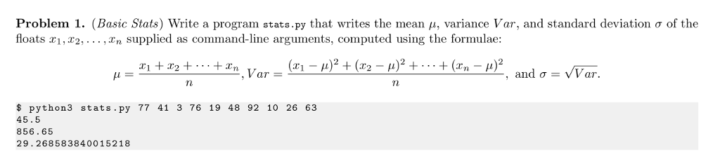 Solved Problem 1 Basic Stats Write A Program Stats Py