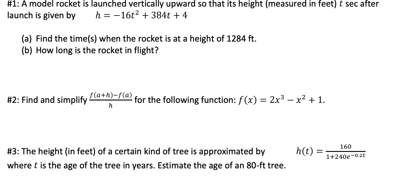 Solved \#1: A model rocket is launched vertically upward so | Chegg.com