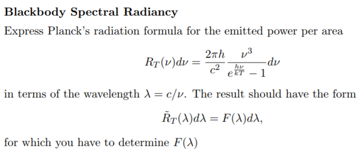 Solved Blackbody Spectral Radiancy Express Planck's | Chegg.com