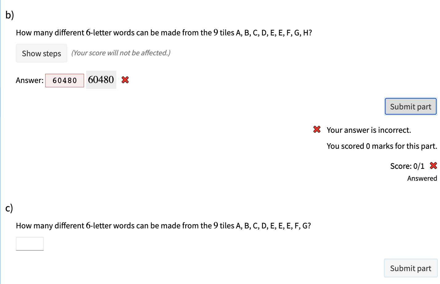 Solved How many different 6-letter words can be made from | Chegg.com