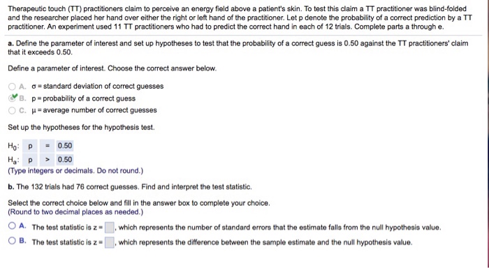 Solved Therapeutic touch (TT) practitioners claim to | Chegg.com