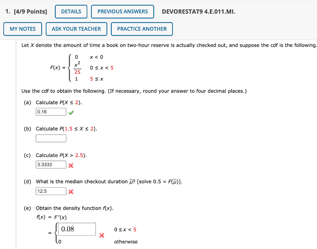 Solved 1. [4/9 Points] DETAILS PREVIOUS ANSWERS DEVORESTAT9 | Chegg.com