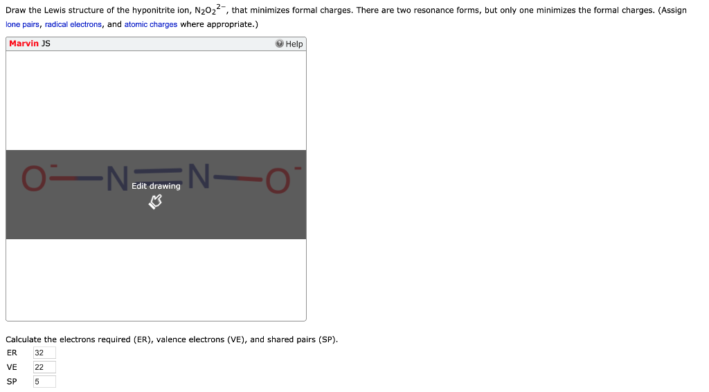 Draw the Lewis structure of the hyponitrite ion, | Chegg.com