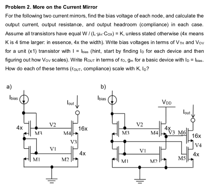 Solved Problem 2. More on the Current Mirror For the | Chegg.com