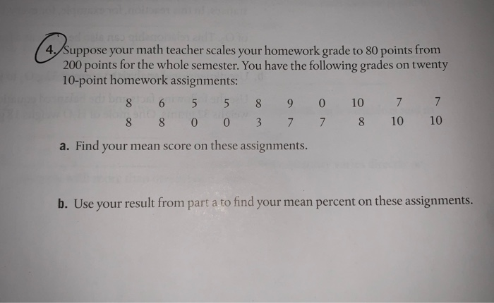 Solved 4Suppose your math teacher scales your homework grade | Chegg.com