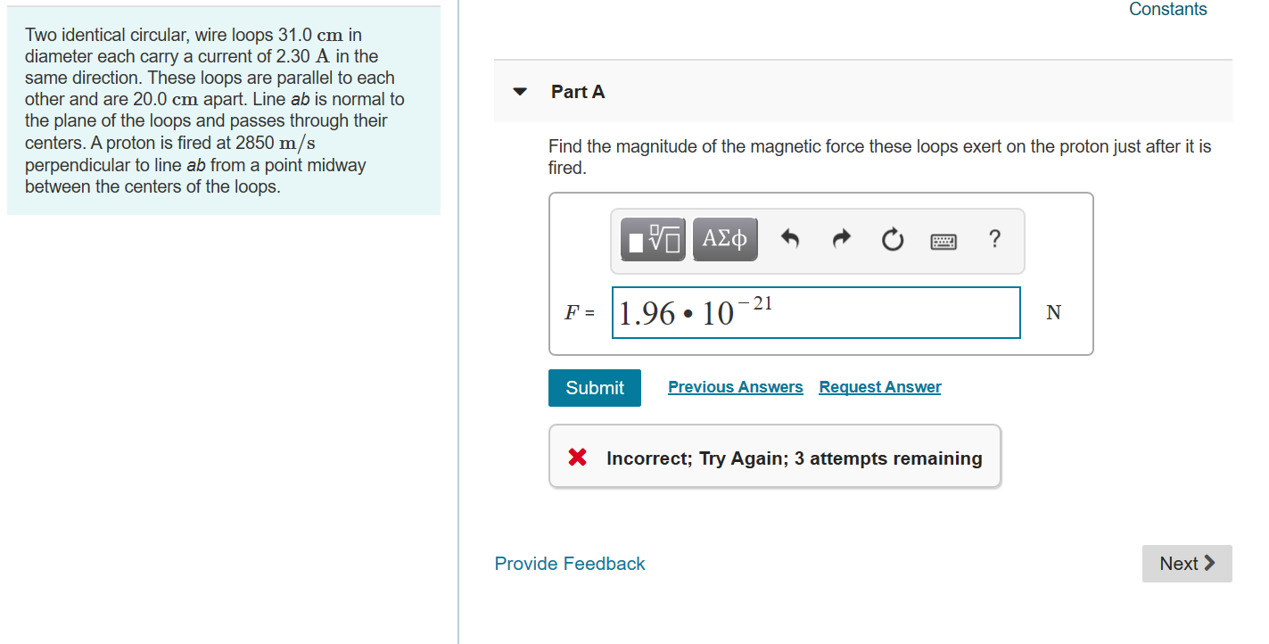 Solved Constants Part A Two identical circular, wire loops | Chegg.com