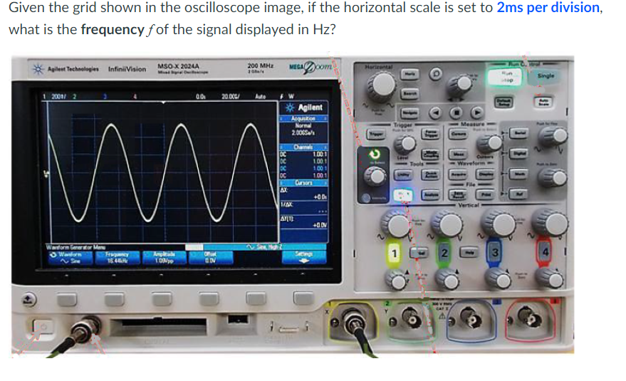 Solved Given the grid shown in the oscilloscope image, if | Chegg.com