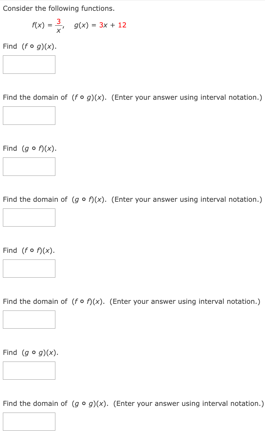Solved Consider The Following Functions Fx4x7gx3x−1 