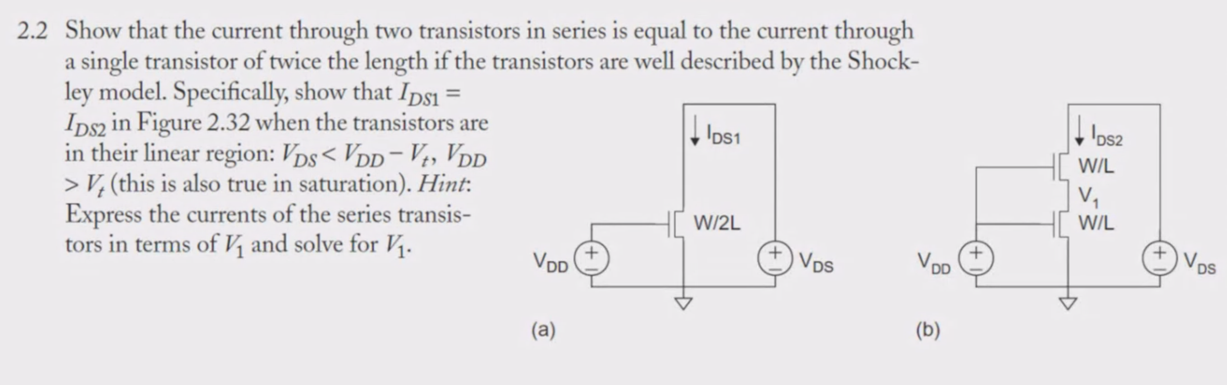 Solved 2.2 Show that the current through two transistors in | Chegg.com