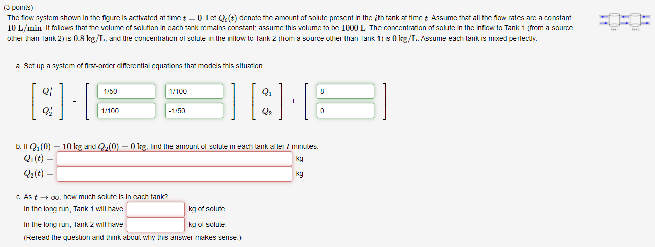 Solved (3 points) The flow system shown in the figure is | Chegg.com
