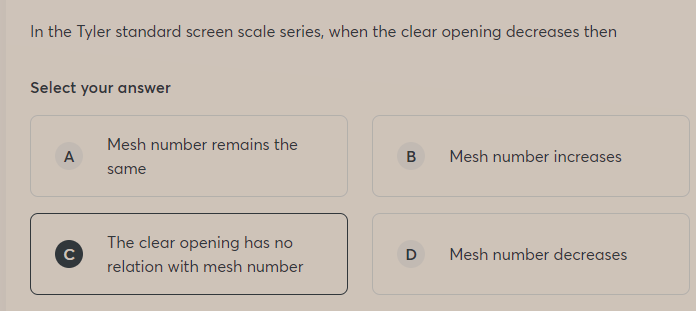 In the Tyler standard screen scale series, when the | Chegg.com