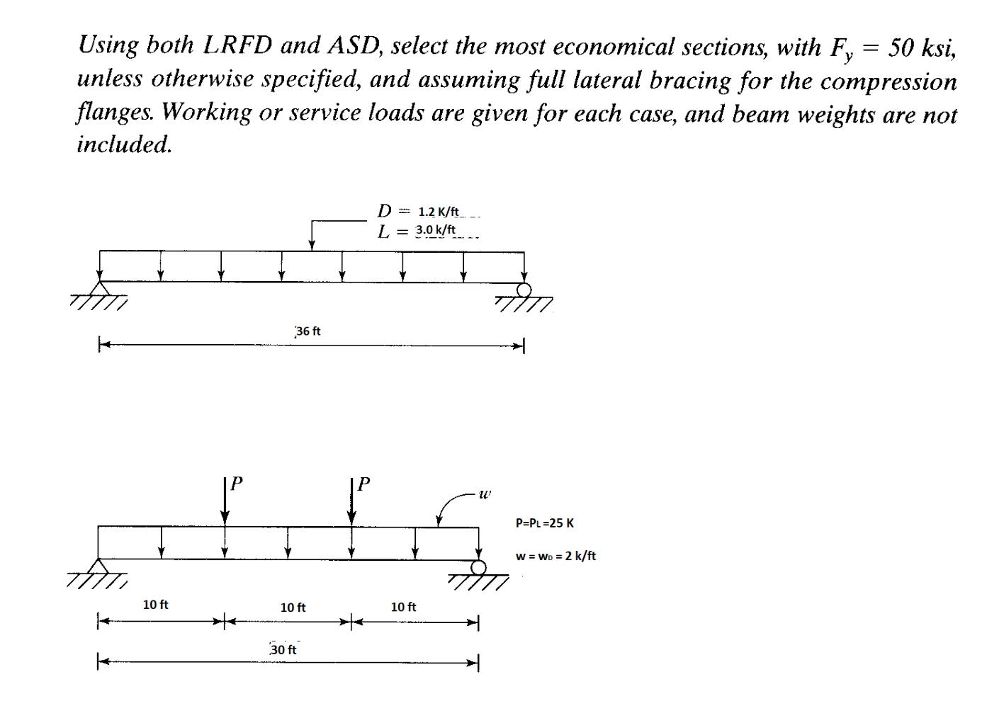 Solved Using both LRFD and ASD, select the most economical | Chegg.com