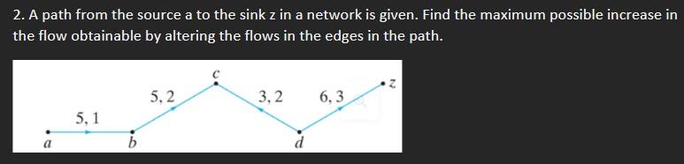 Solved 2. A path from the source a to the sink z in a | Chegg.com